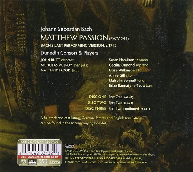 Bach - Matthew Passion - Johann Sebastian Bach, John Butt, Dunedin ...