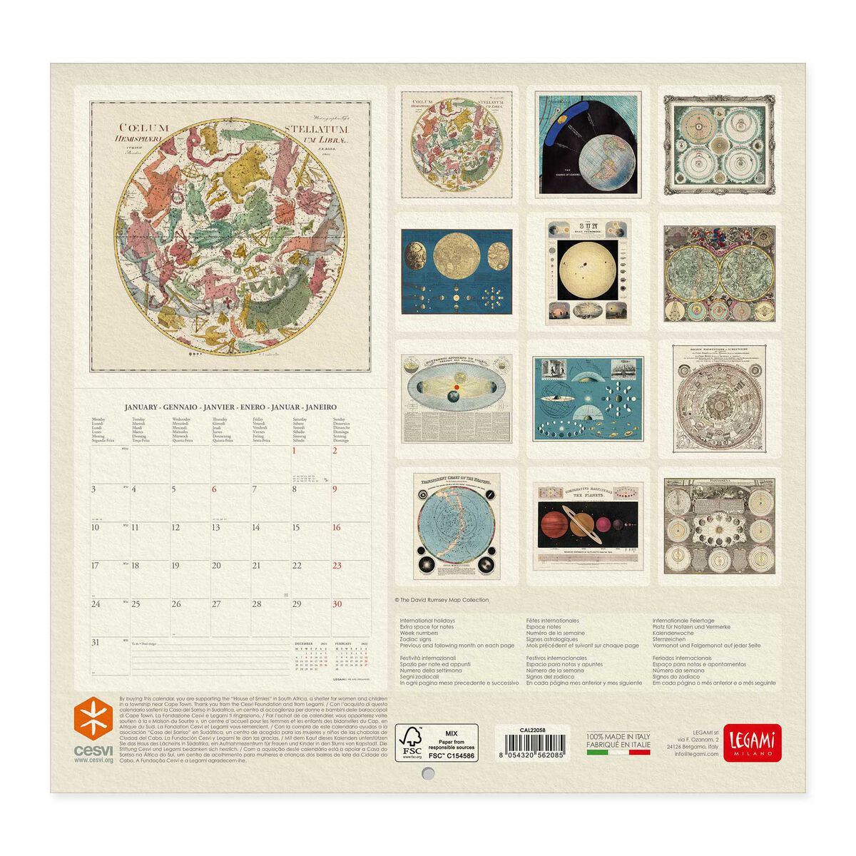 Calendar 2022 - Celestial Maps, 30x29 cm - Legami