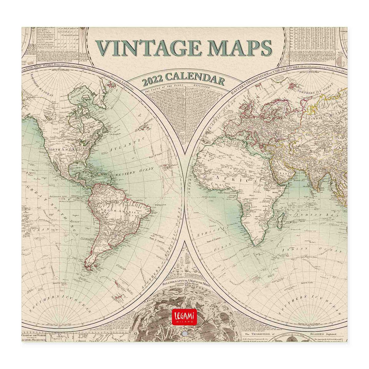 Calendar 2022 - Vintage Maps, 30x29 cm - Legami