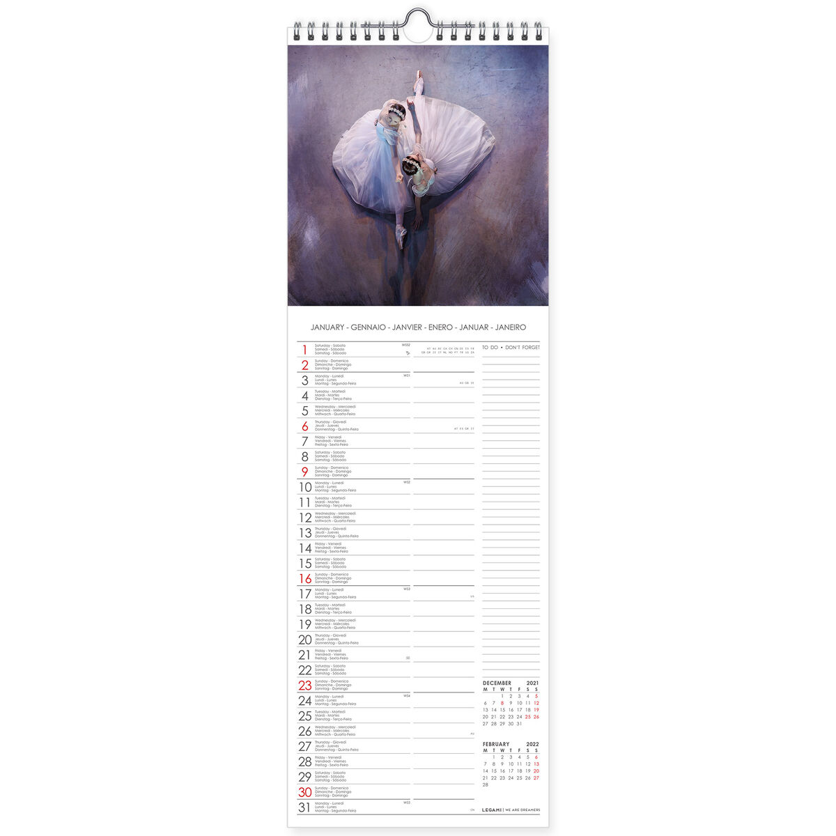 Calendar 2022 - Ballet 16x49cm - Legami