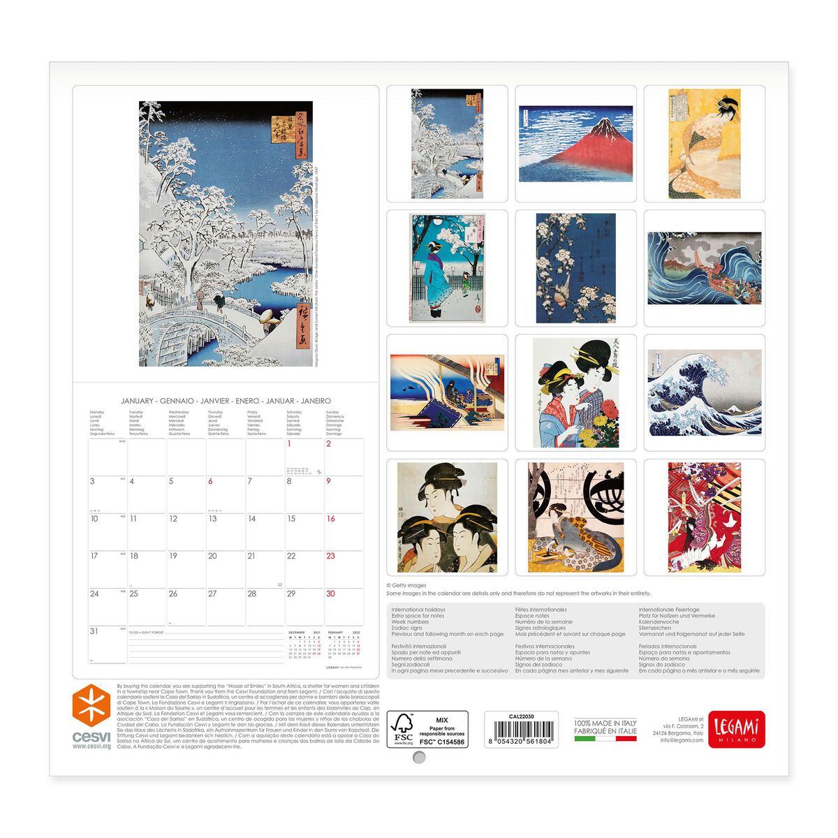 Calendar 2022 - Japanese School, 30x29 cm - Legami