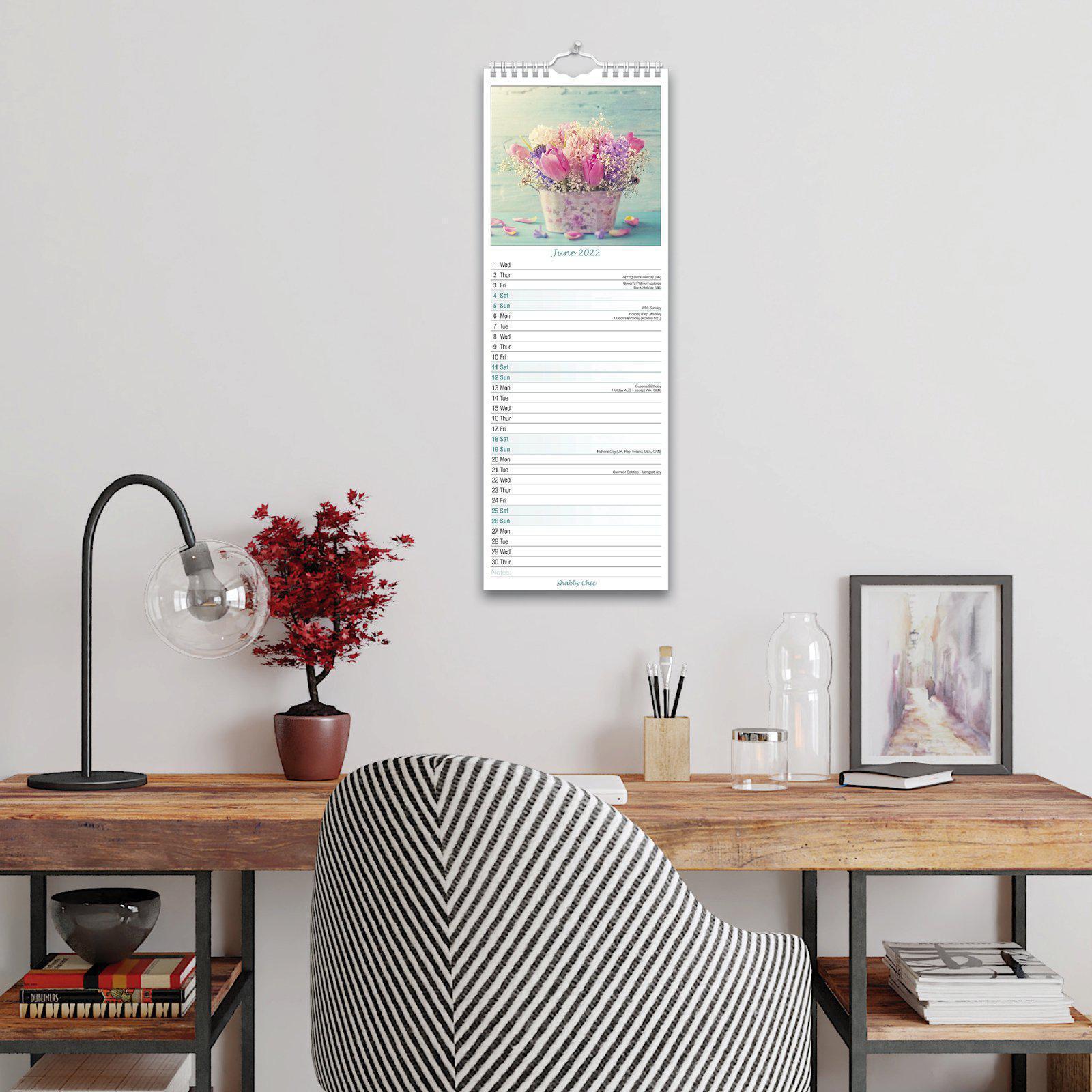 Calendar 2022 - Slimline - Shabby Chic - Avonside Publishing Ltd