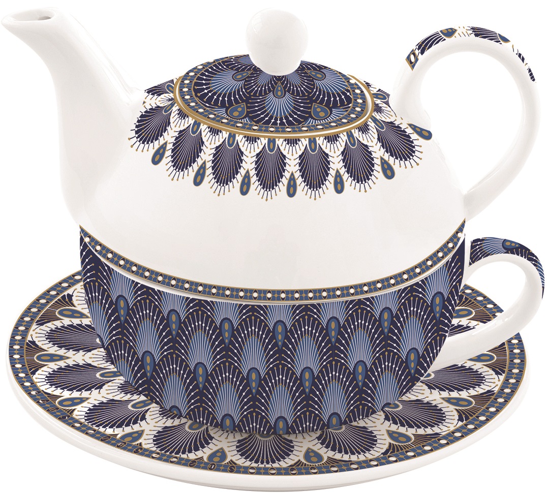 Ceainic cu ceasca - Tea for One - Art Deco - Albastru - Easy life
