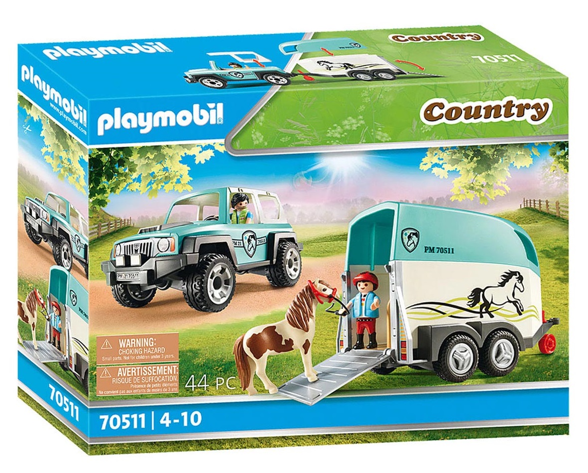 Set jucarii - Pony Farm - Masina cu remorca pentru ponei - Playmobil