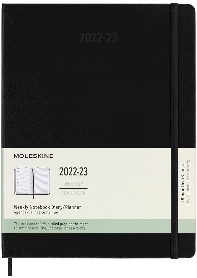 Agenda 2022-2023 - 18-Month Weekly Planner - XL, Hard Cover - Black ...