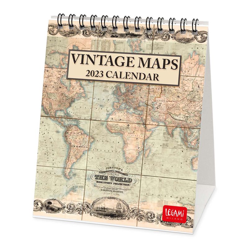 Calendar de birou 2023 - Vintage Maps, 12x14.5 cm - Legami