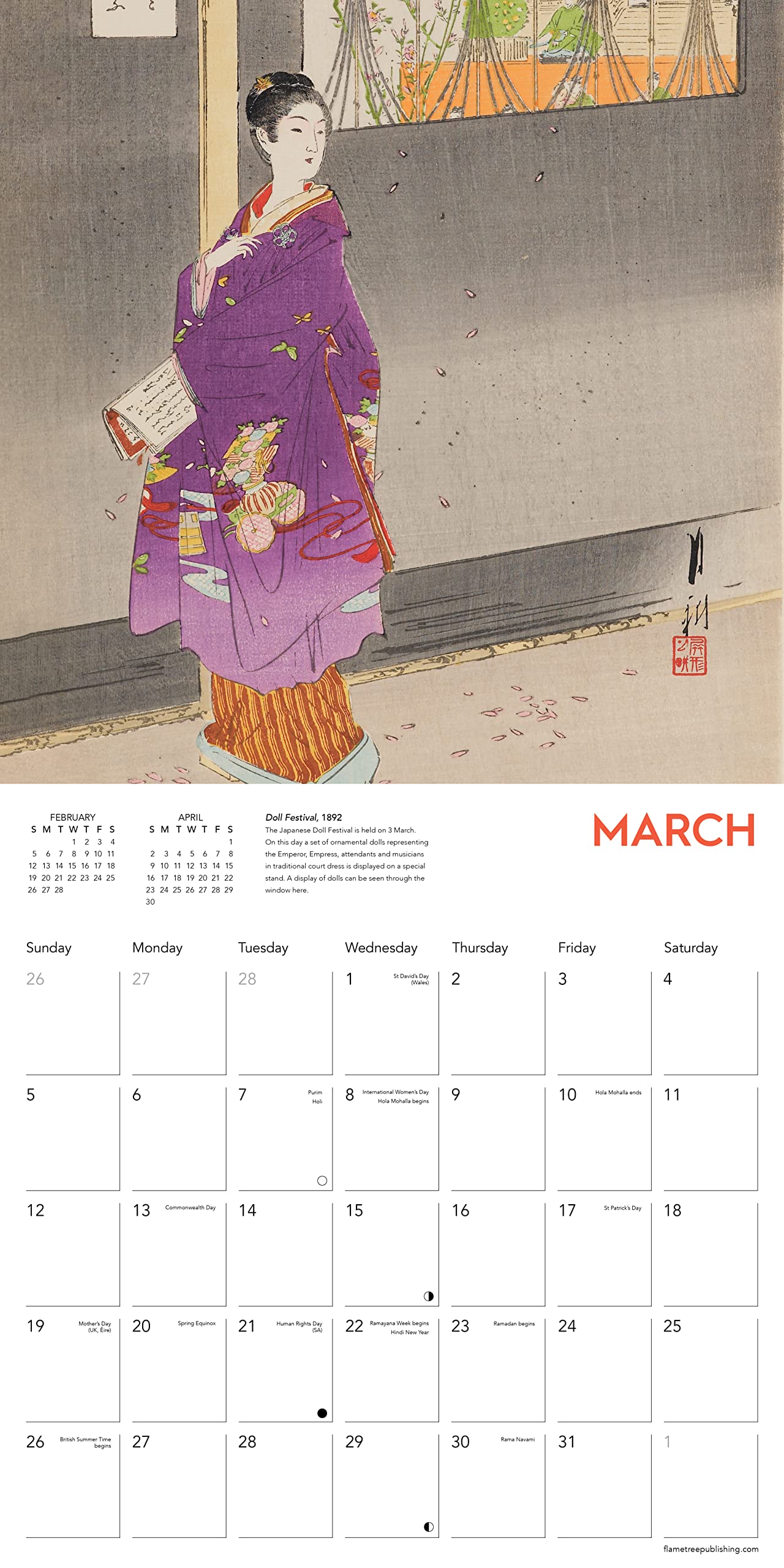Calendar 2023 - Japanese Art by Ogata Gekko - Flame Tree Publishing