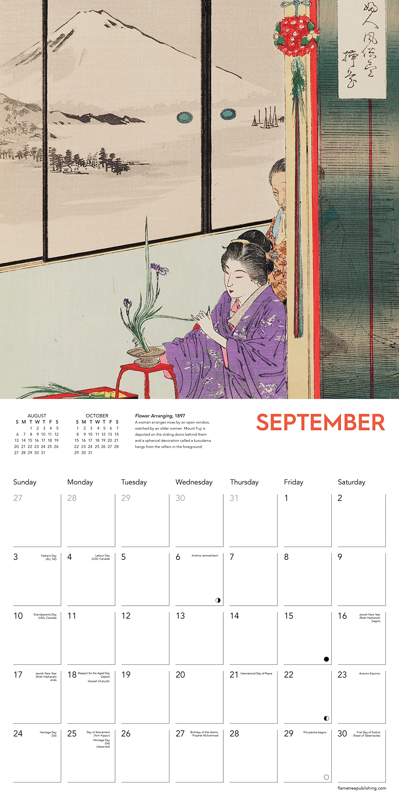 Calendar 2023 - Japanese Art by Ogata Gekko - Flame Tree Publishing