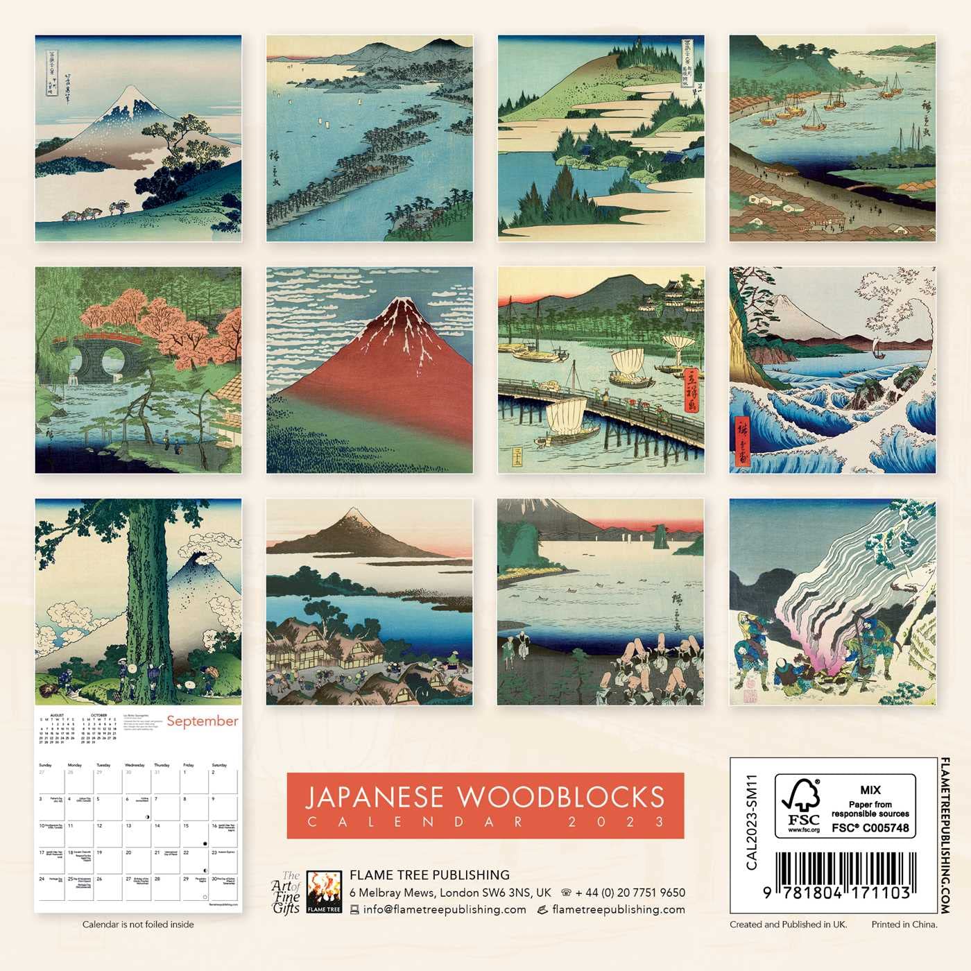 Calendar 2023 - Japanese Woodblocks - Flame Tree Publishing