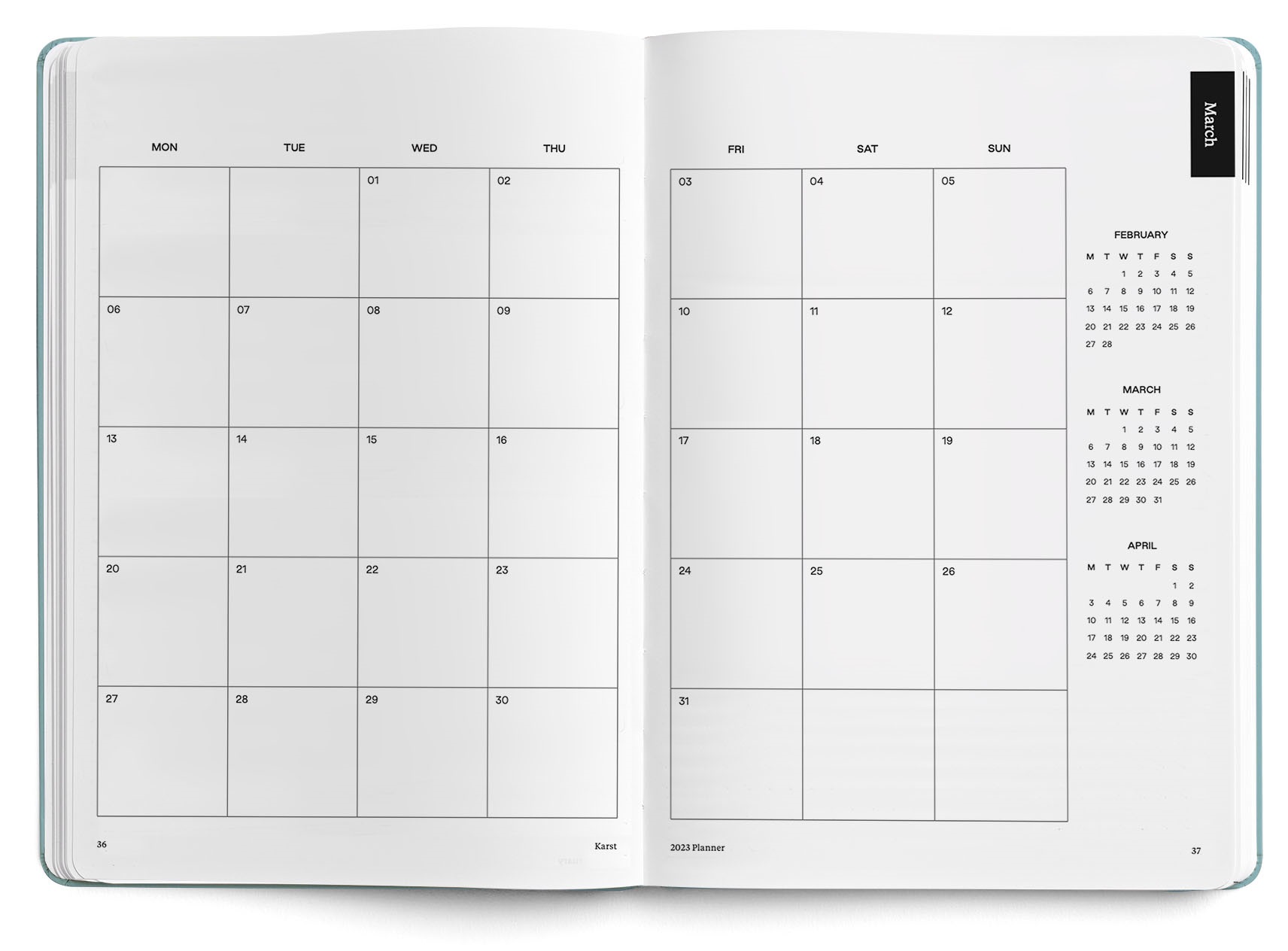 Agenda Weekly Planner A5 2023 - Glacier - Karst