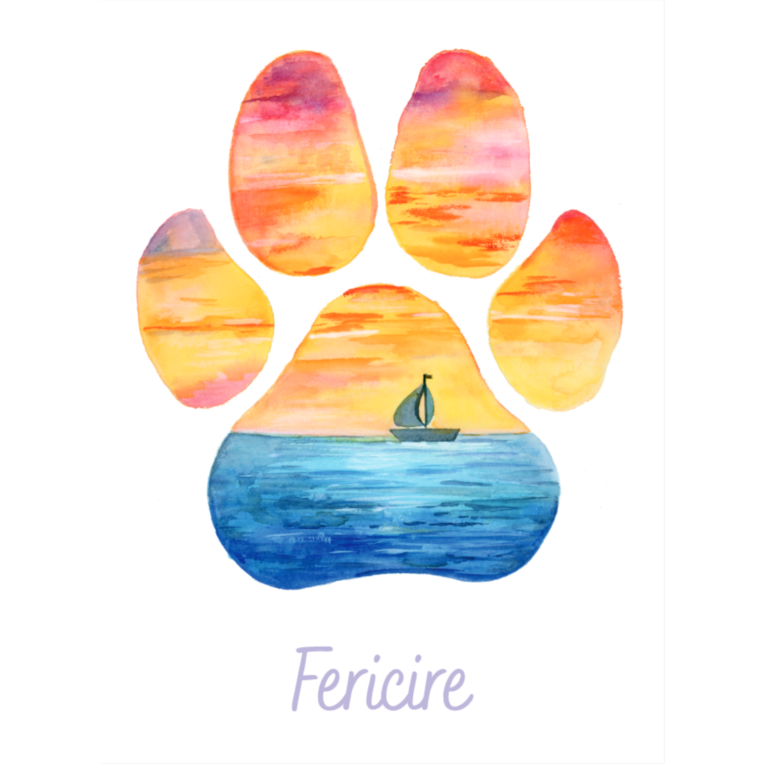 Felicitare - Paw Print - La mare: Fericire - Ana-Maria Galeteanu Ilustrator