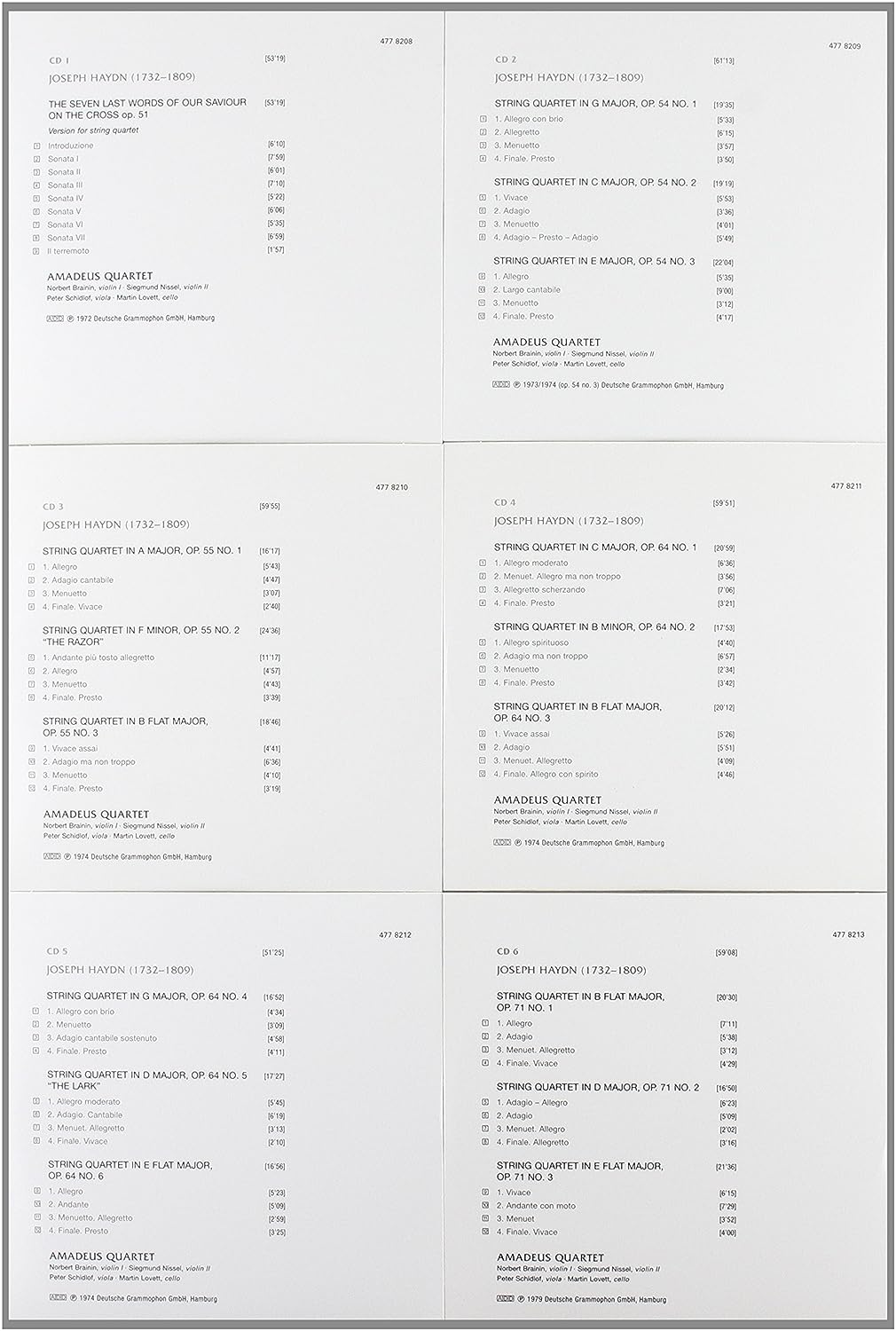 Haydn: 27 String Quartets / Seven Last Words On The Cross (10CDs Box Set) - Amadeus Quartet