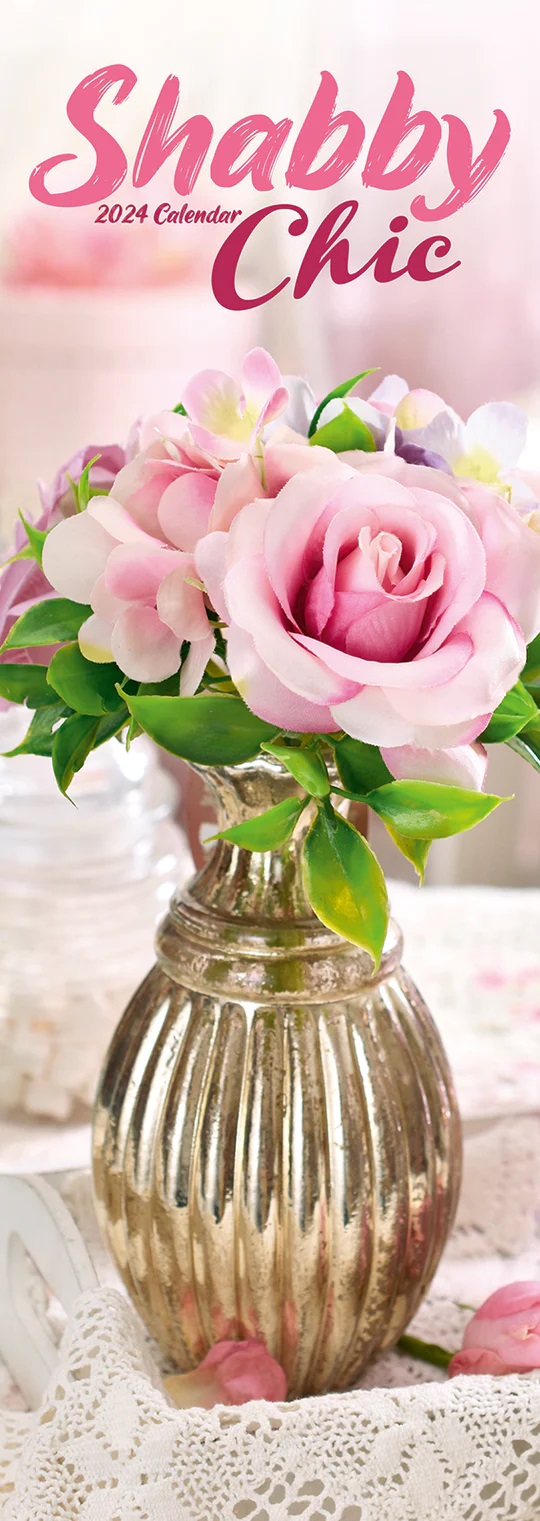 Calendar 2024 - Shabby Chic Slimline - Avonside Publishing Ltd