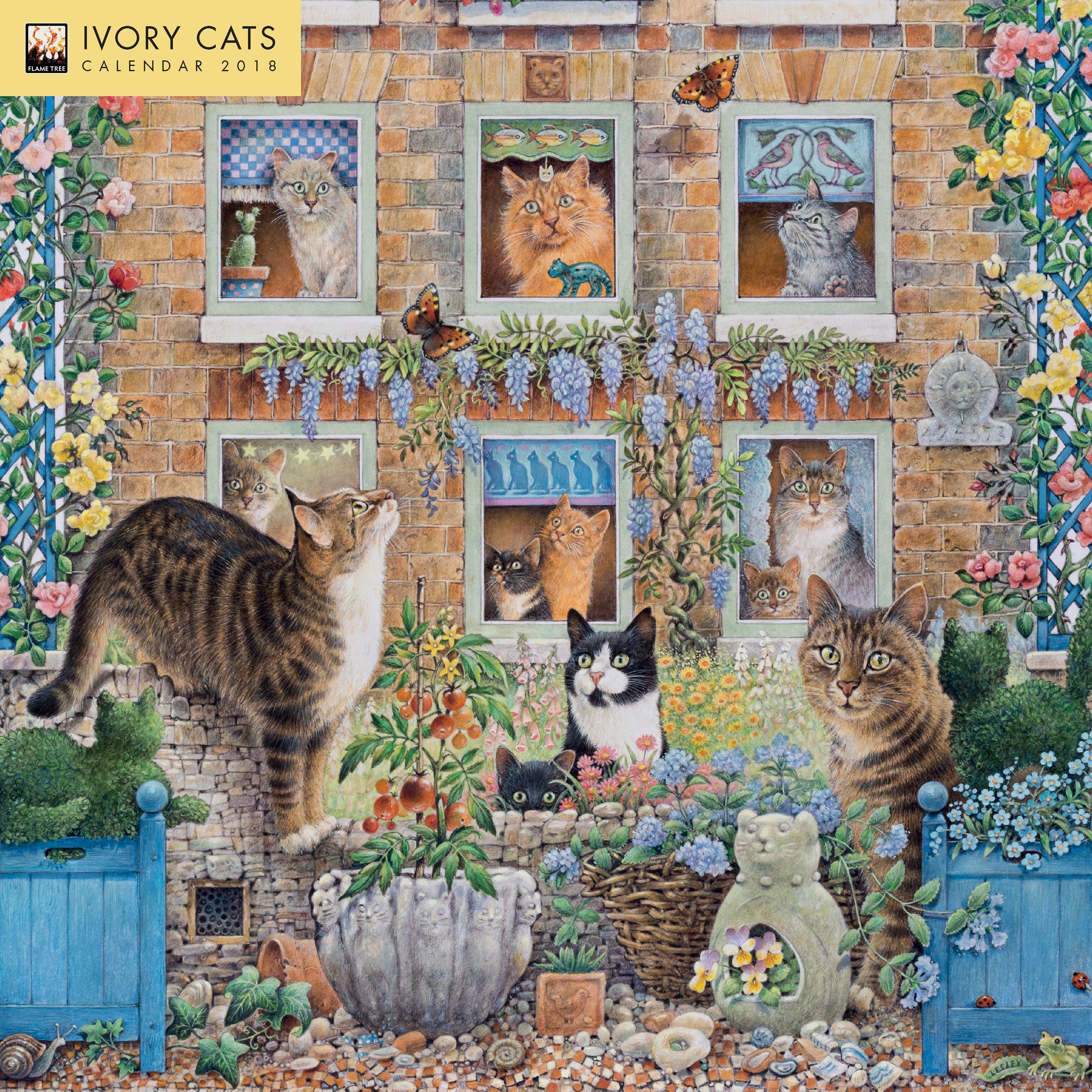Calendar de perete 2018 - Ivory Cats - Flame Tree Publishing