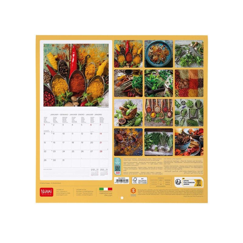 Calendar de perete 2024 - Herbs and Spices, 30x29 cm - Legami