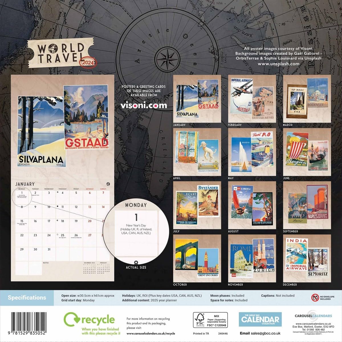 Calendar 2024 - World Travel - Carousel