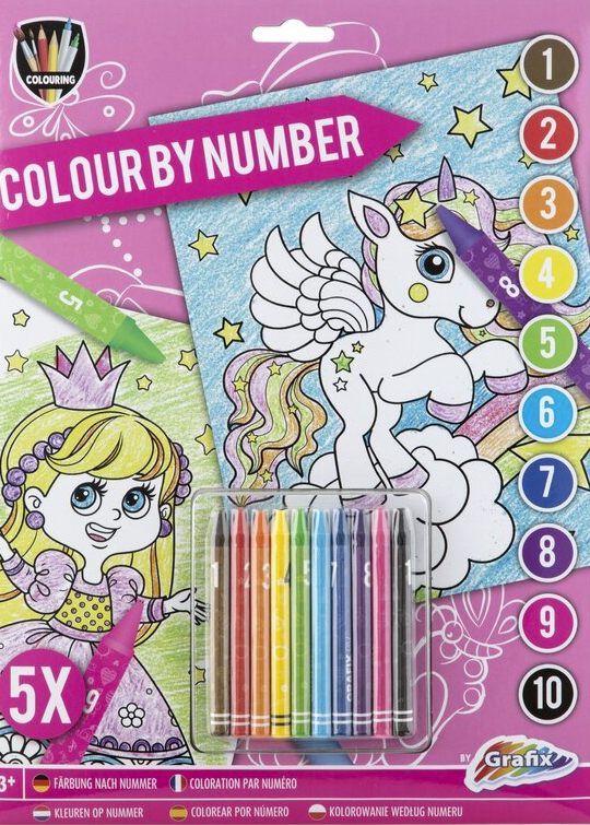 Set de colorat - Colour by number, Roz - Grafix