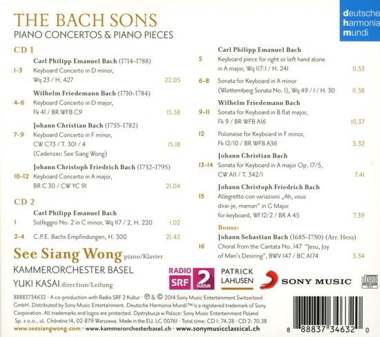 The Bach Sons - Johann Sebastian Bach, Kammerorchester Basel