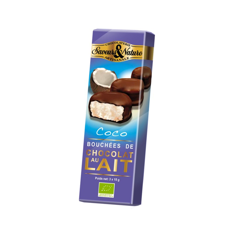 Praline de ciocolata cu lapte si cocos Bio - Bouchees Coco Chocolat au ...