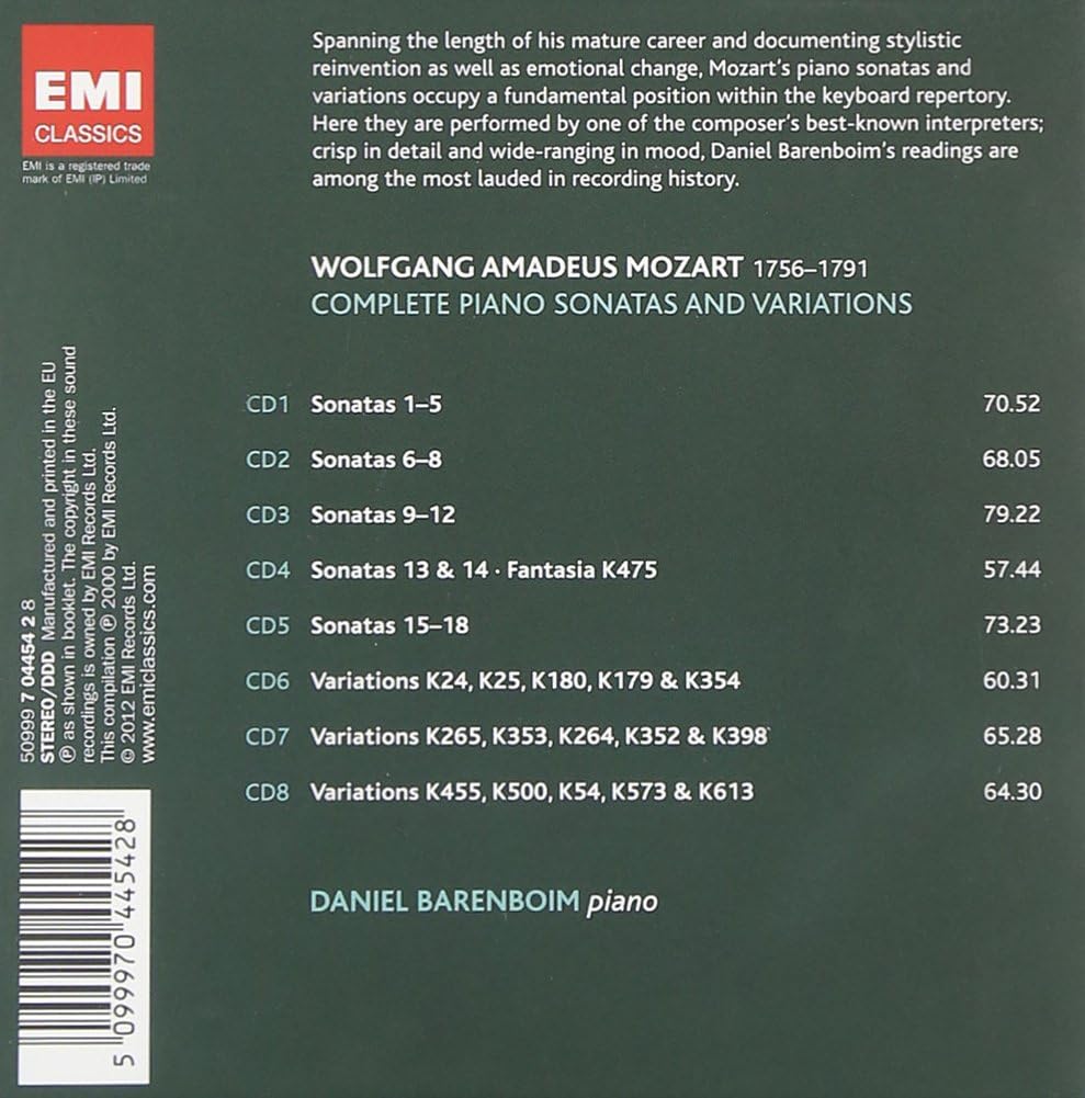 Mozart: Complete Piano Sonatas And Variations (8CDs Box Set) - Daniel ...