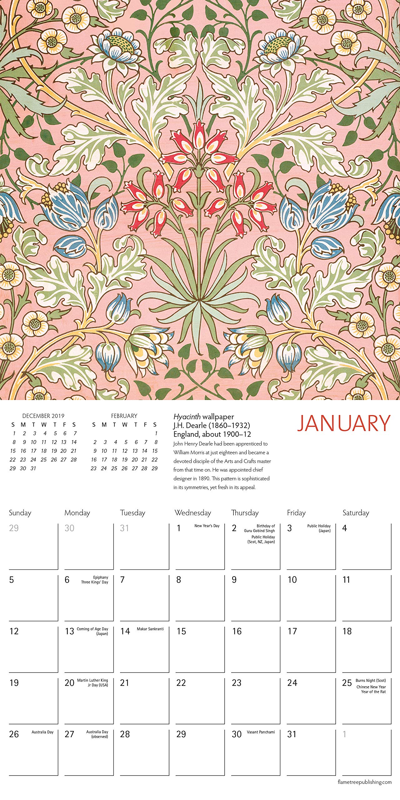 Calendar 2020 - V&A Arts & Crafts - Flame Tree Publishing