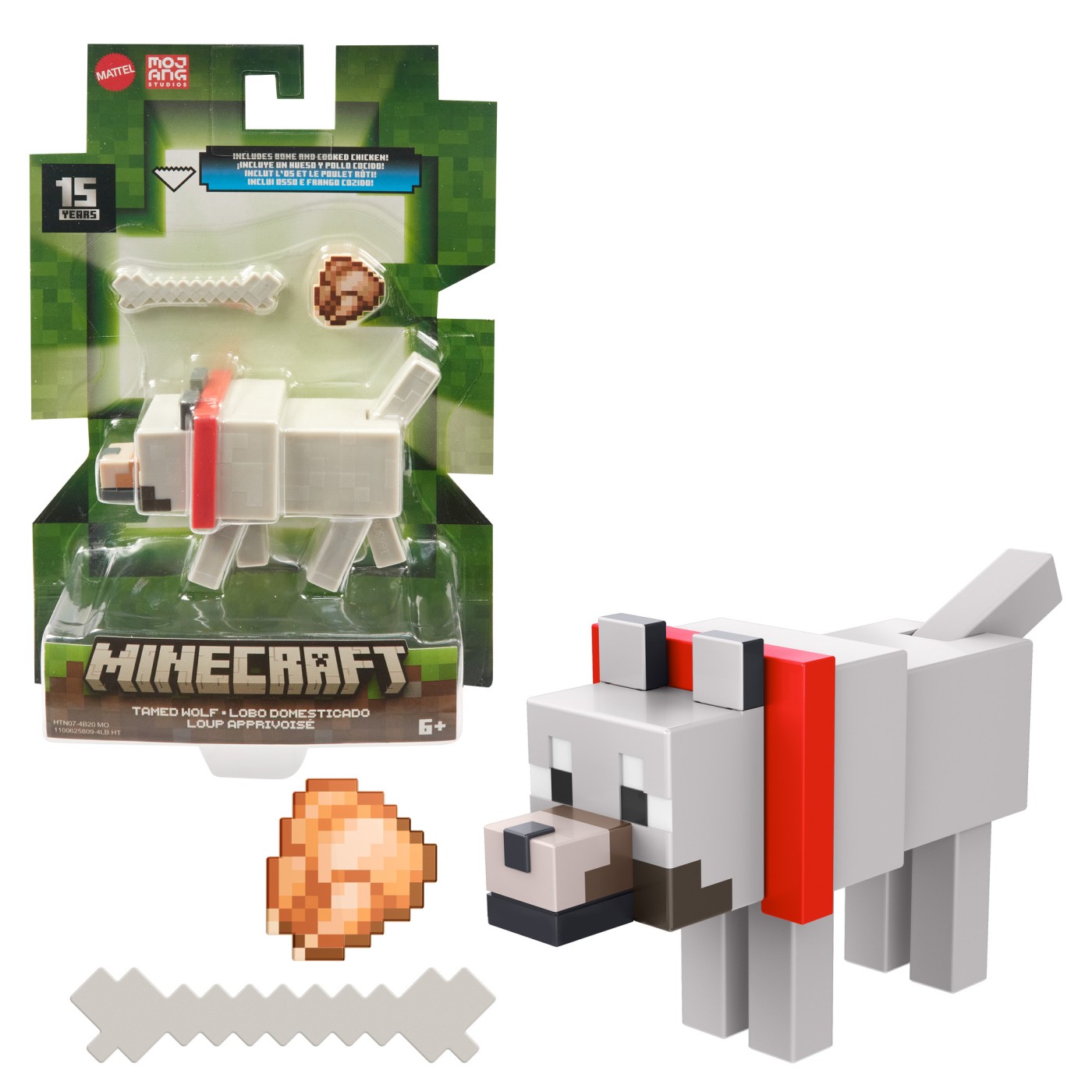 Figurina - Minecraft a Block - Tamed Wolf - Mattel