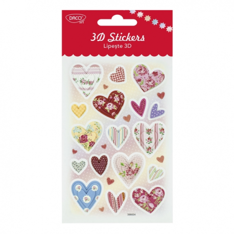 Set stickers - Lipeste si zambeste - Inimi 3D - Daco