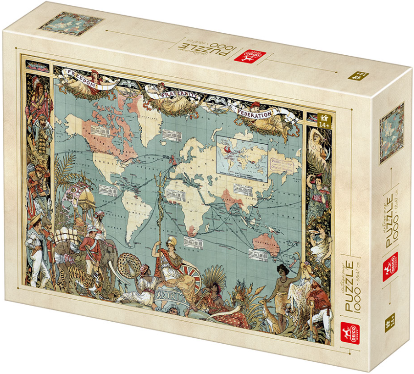 Puzzle 1000 piese - Vintage Map - Deico Games