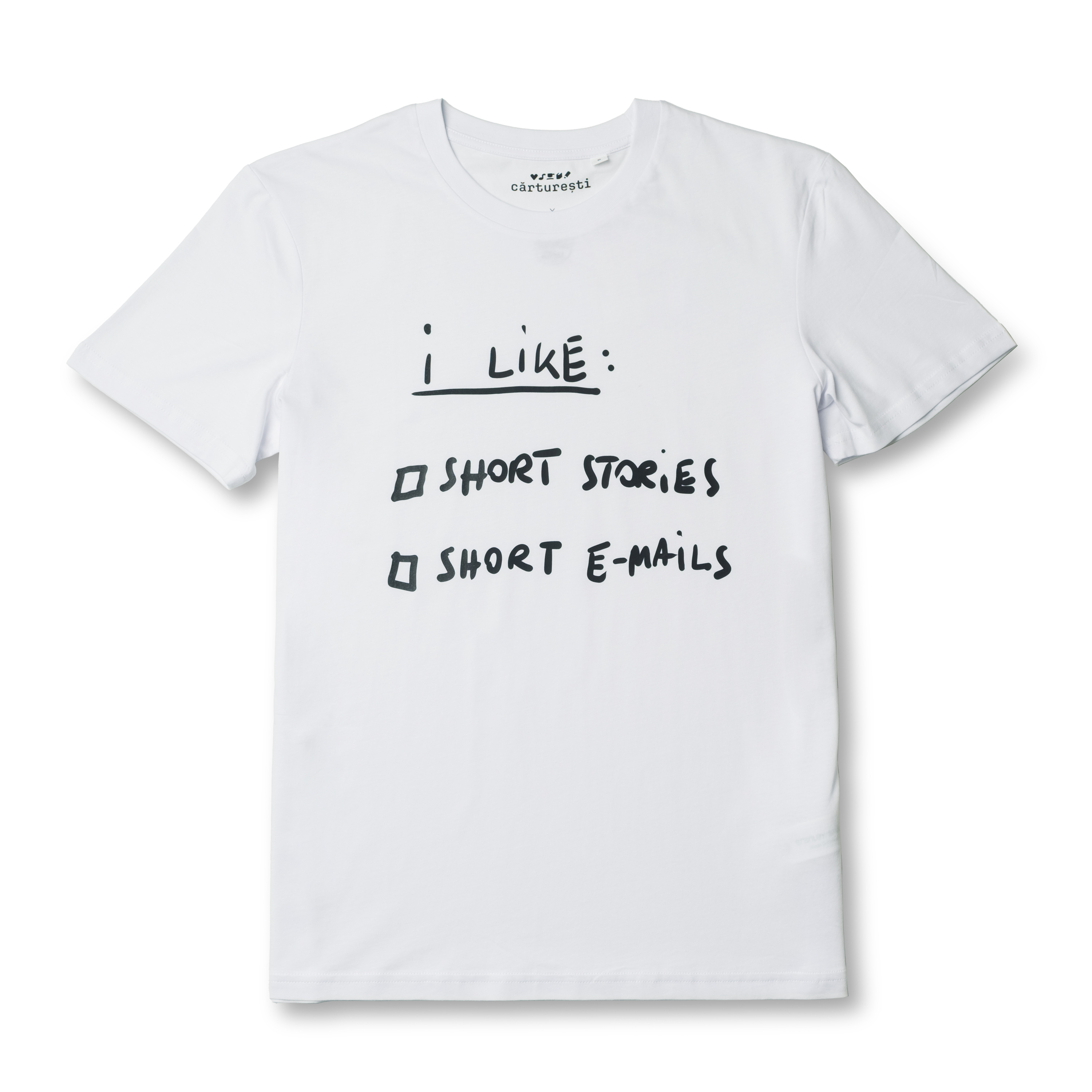 Tricou M - Carturesti x George Rosu - I Like Short Stories Short Emails ...