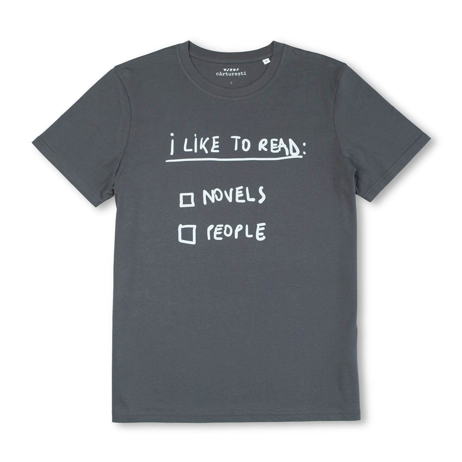 Tricou S - Carturesti x George Rosu - I Like to Read Novels People ...