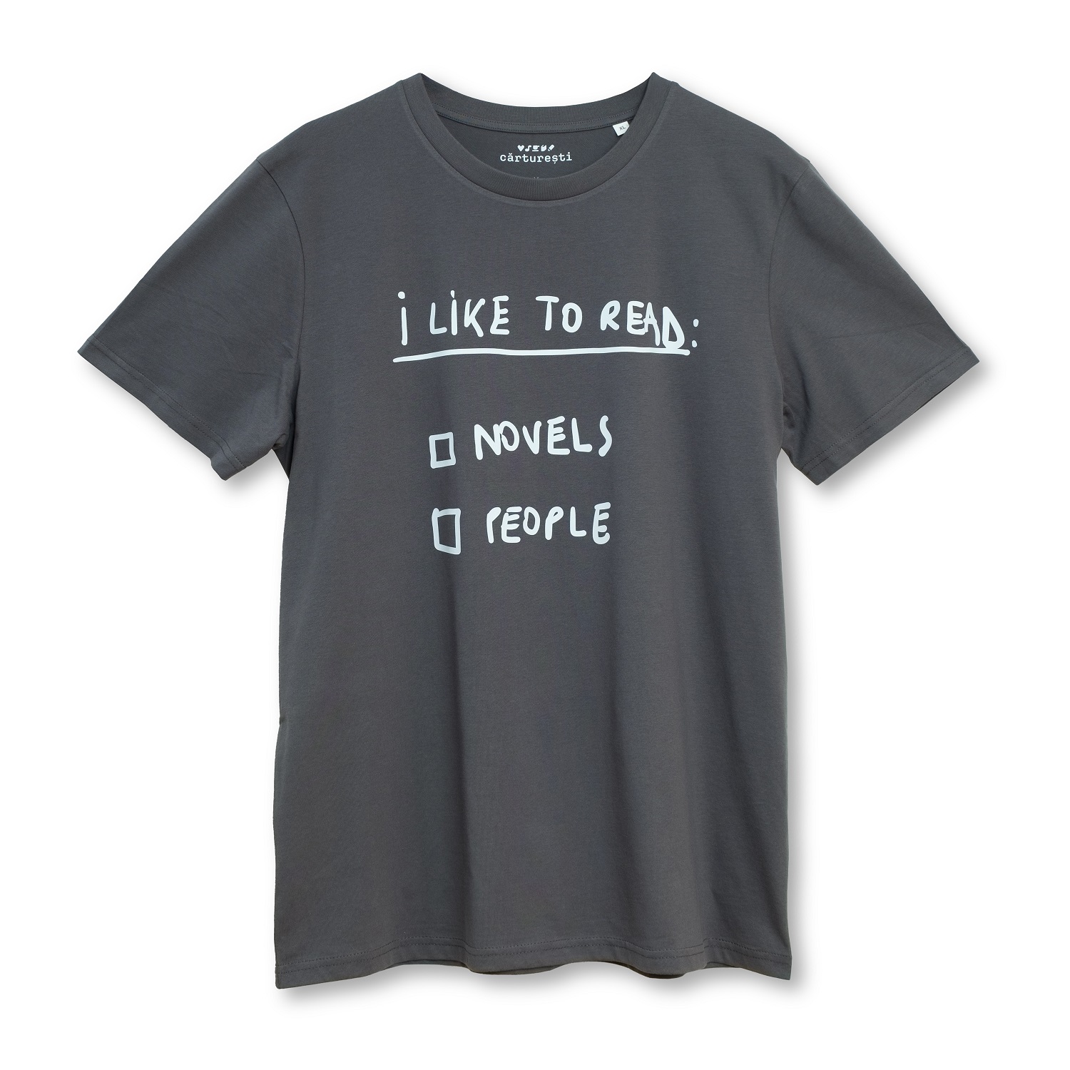 Tricou S - Carturesti x George Rosu - I Like to Read Novels People ...