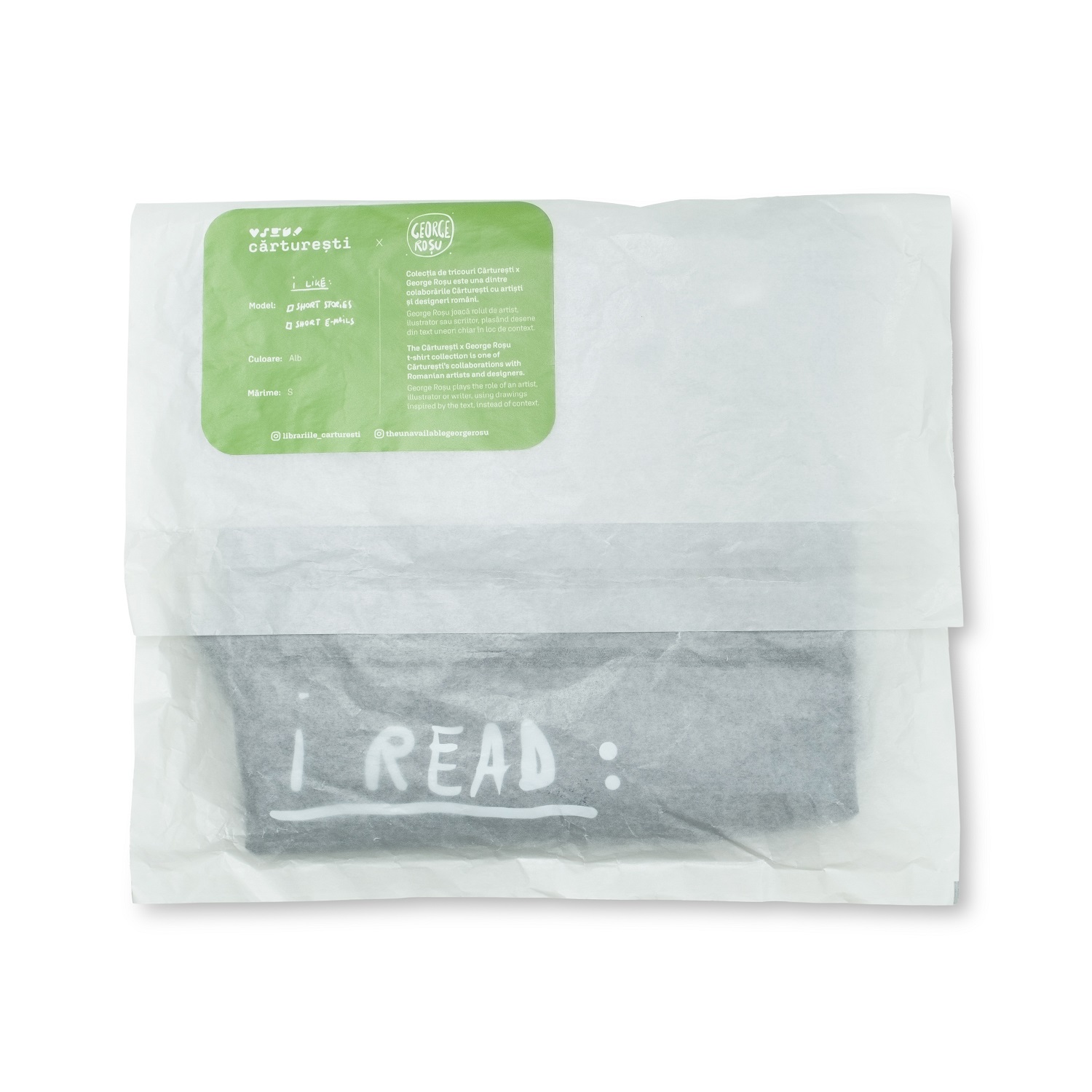 Tricou M - Carturesti x George Rosu - I Read Non-Fiction Non-Stop ...