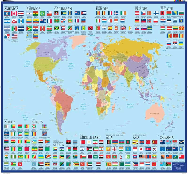 Poster - Discover World Map and Flags - North Parade Publishing