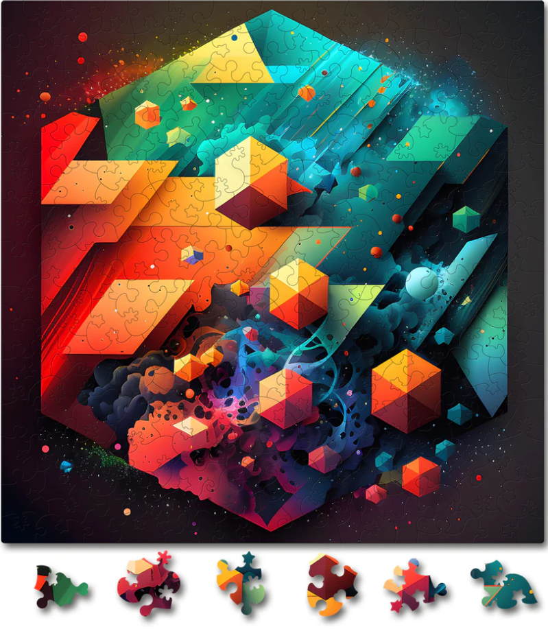 Puzzle din lemn - Abstract - WoodMix - Hexagon Party - Woodmix Puzzles