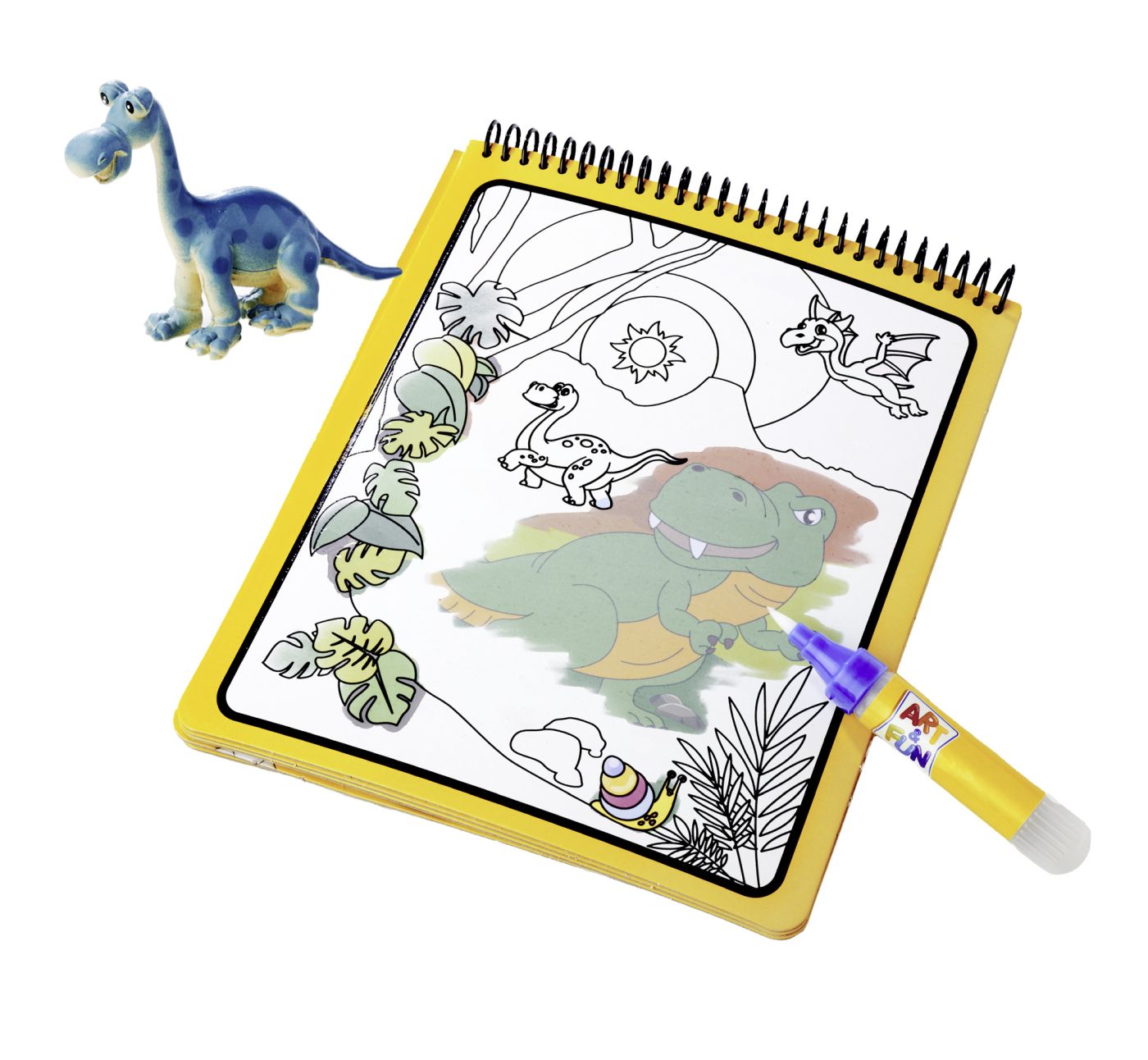 Set carte de colorat si stilou cu apa - Dino