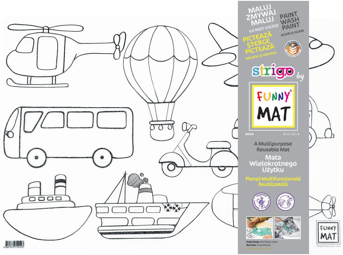 Plansa - Vehicule + Set instrumente de colorat - Funny Mat