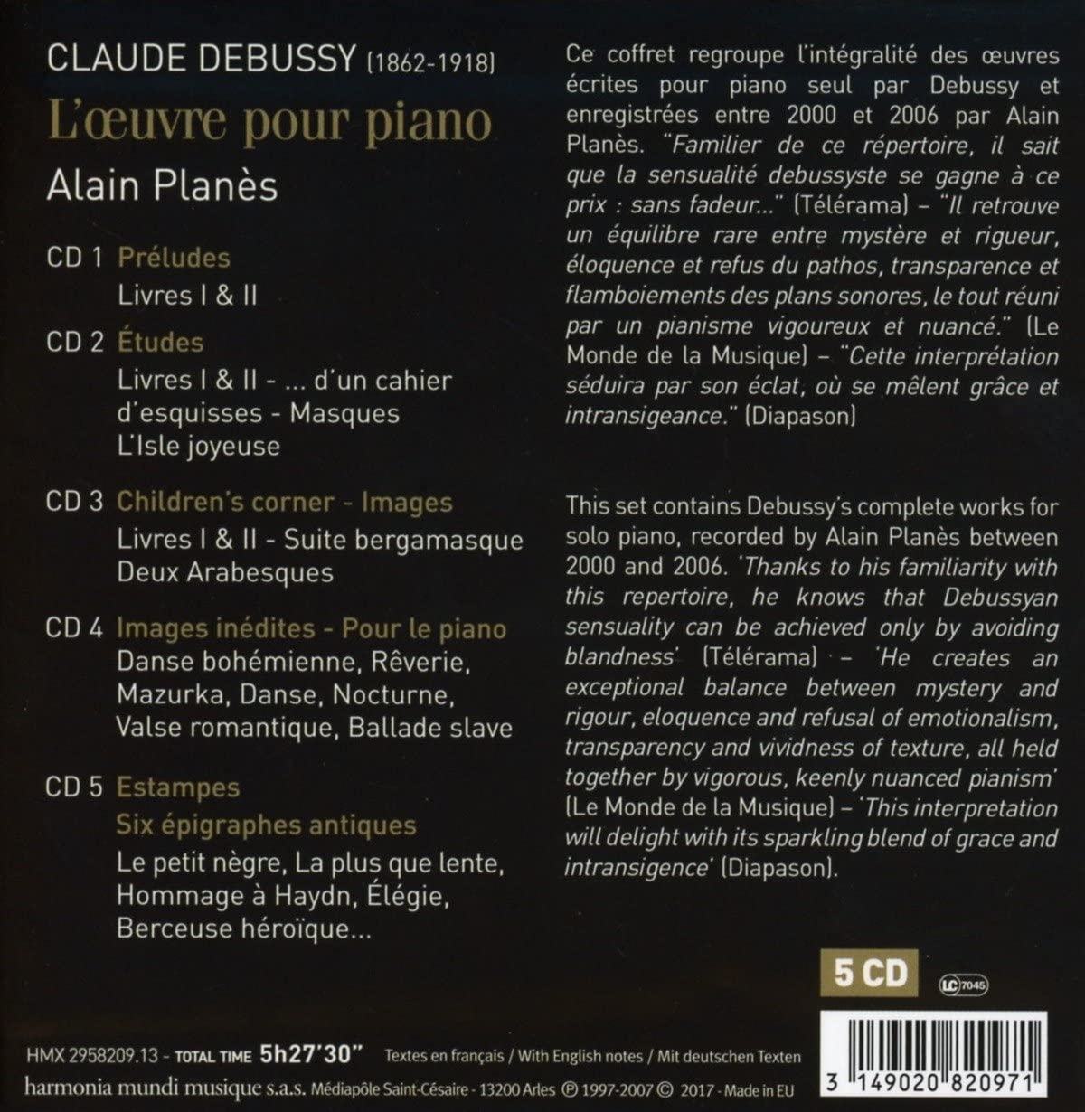 Debussy: Complete Piano Works (5 CD Box Set) - Claude Debussy
