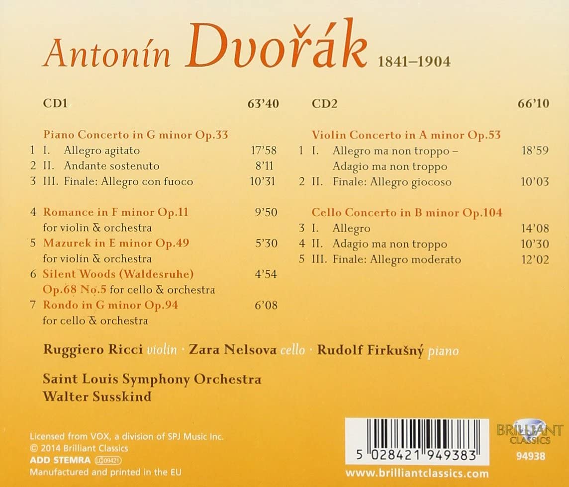 Dvorak: Complete Concertos - Saint Louis Symphony Orchestra, Walter ...