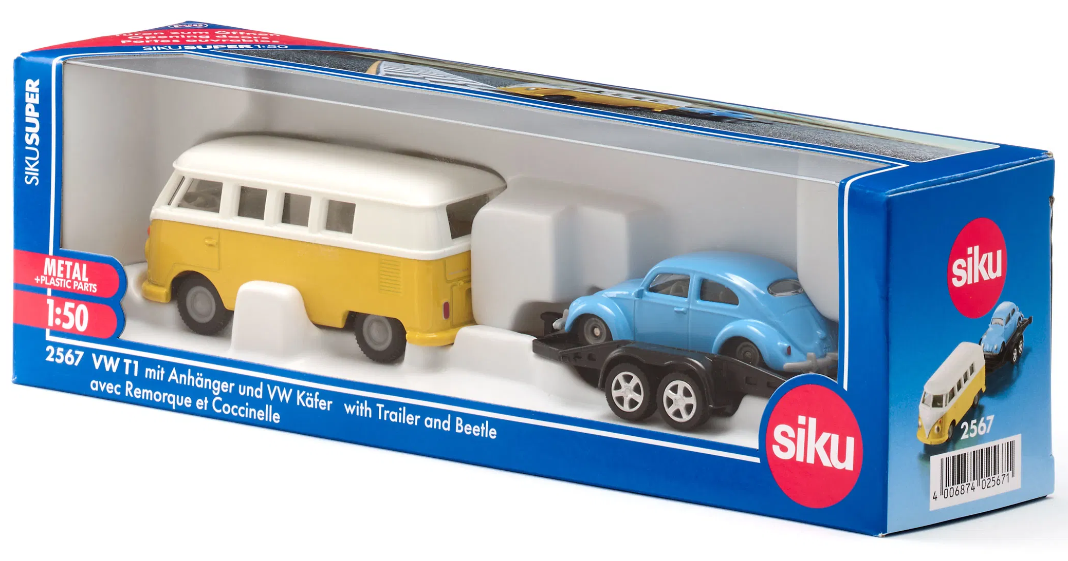 Set 2 masinute - VW T1 with trailer and VW Beetle - Siku