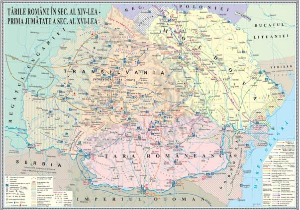 Harta - Tarile Romane in secolele XIV-XVI