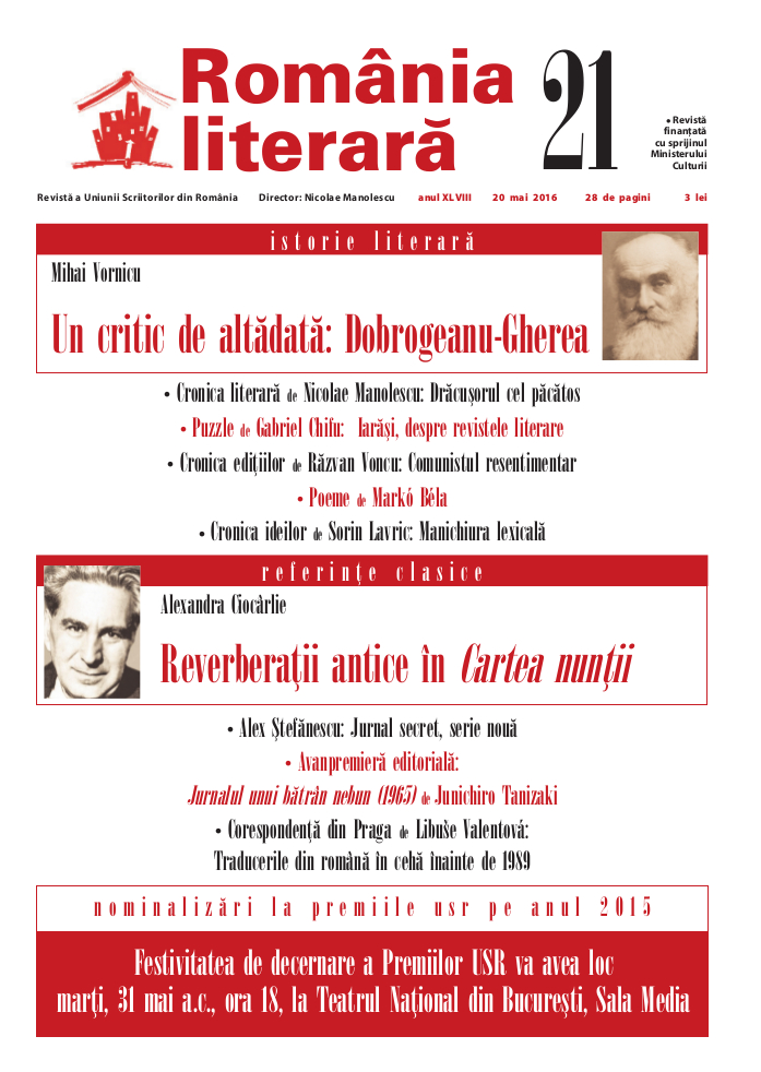 Revista Romania Literara Nr. 21/2016