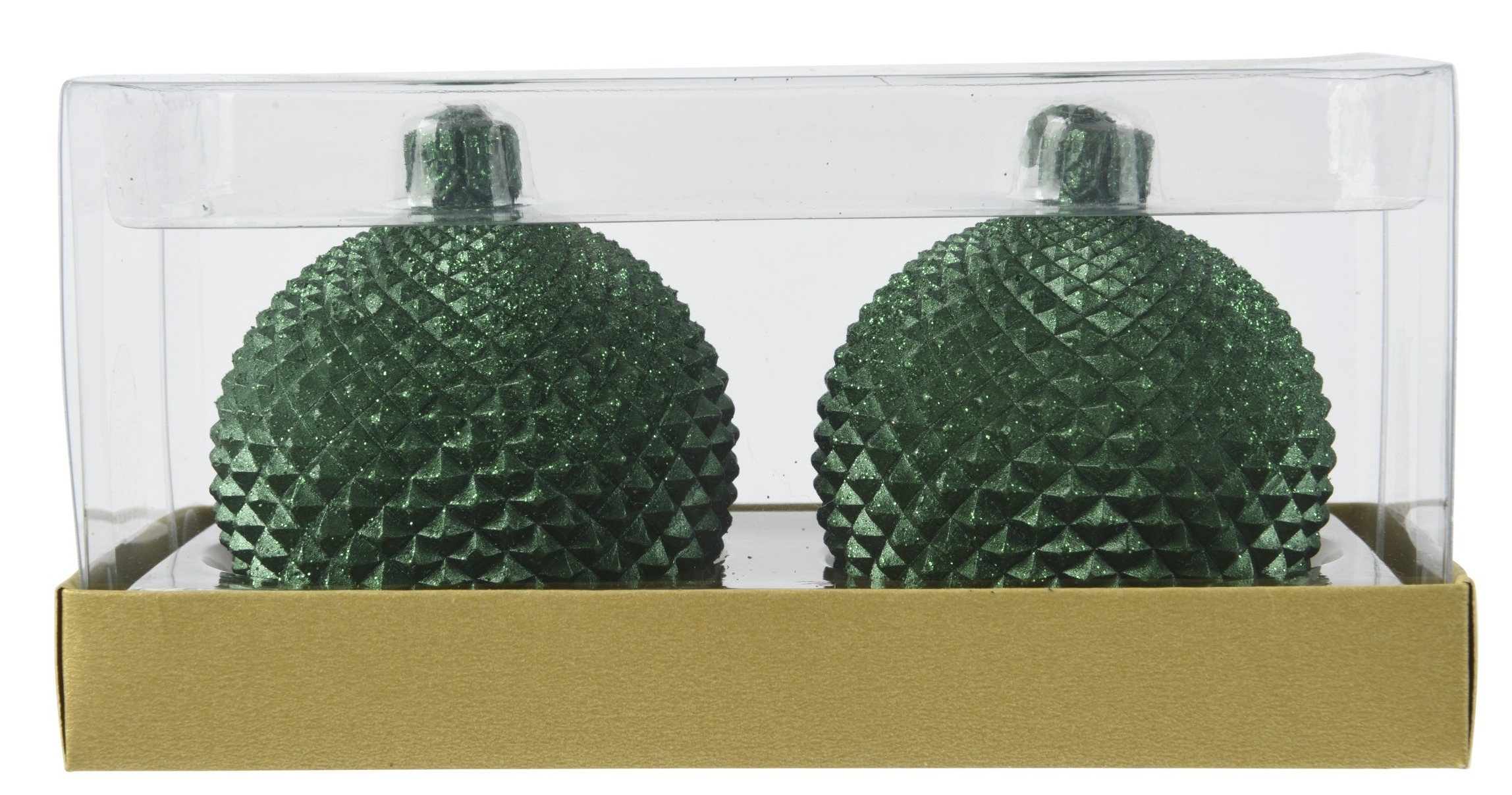 Set 2 lumanari decorative - Christmas Bauble Green (doua modele, pret pe set) - Kaemingk