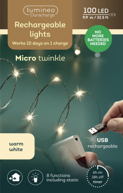 Ghirlanda de luminite - Micro LED Duracharge 8 Function Twinkle Effect ...