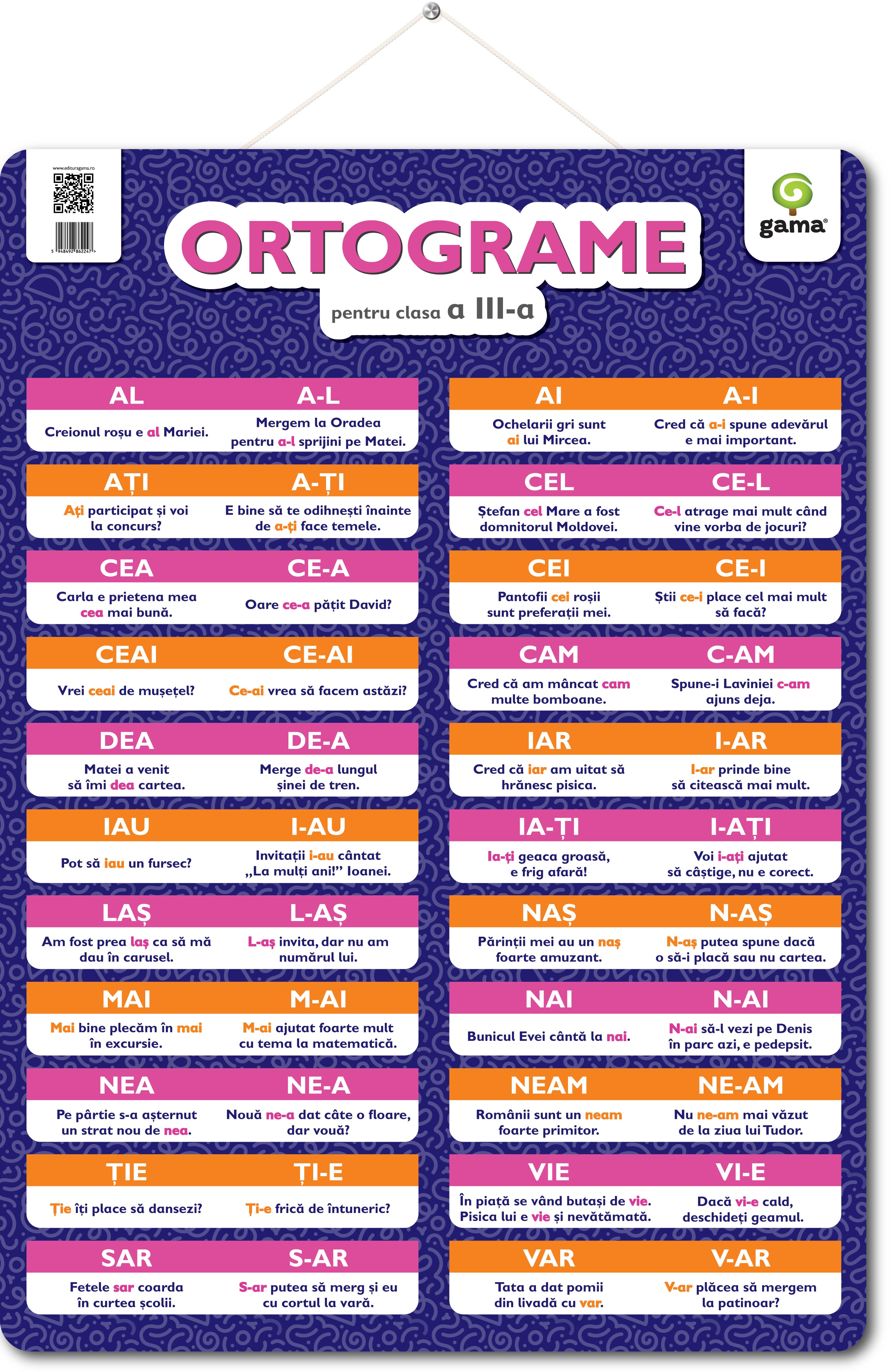 Poster - Ortograme. Clasa a III-a