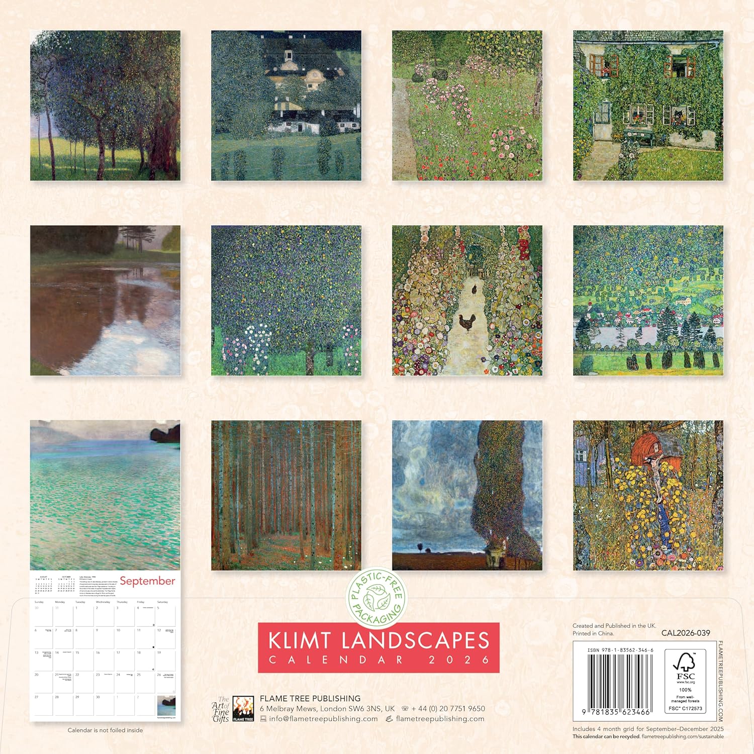 Calendar de perete 2026 - Klimt Landscapes - Flame Tree Calendars