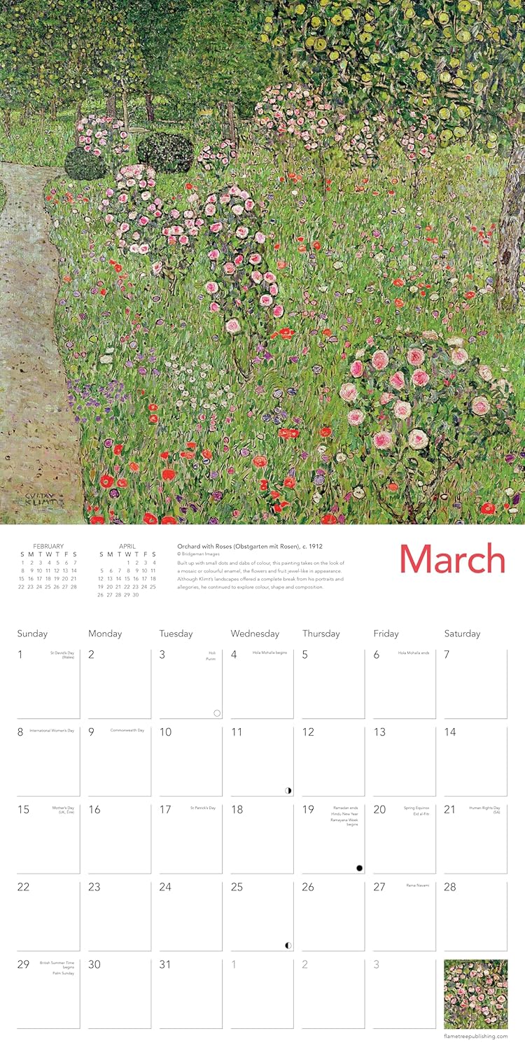 Calendar de perete 2026 - Klimt Landscapes - Flame Tree Calendars