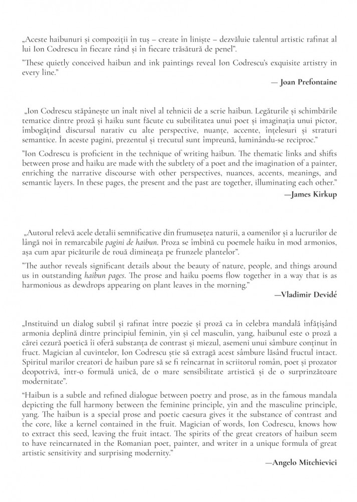 Pagini de haibun. Haibun pages - Ion Codrescu
