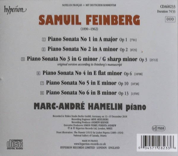 Samuil Feinberg: Piano Sonatas 1-6 - Marc-Andre Hamelin