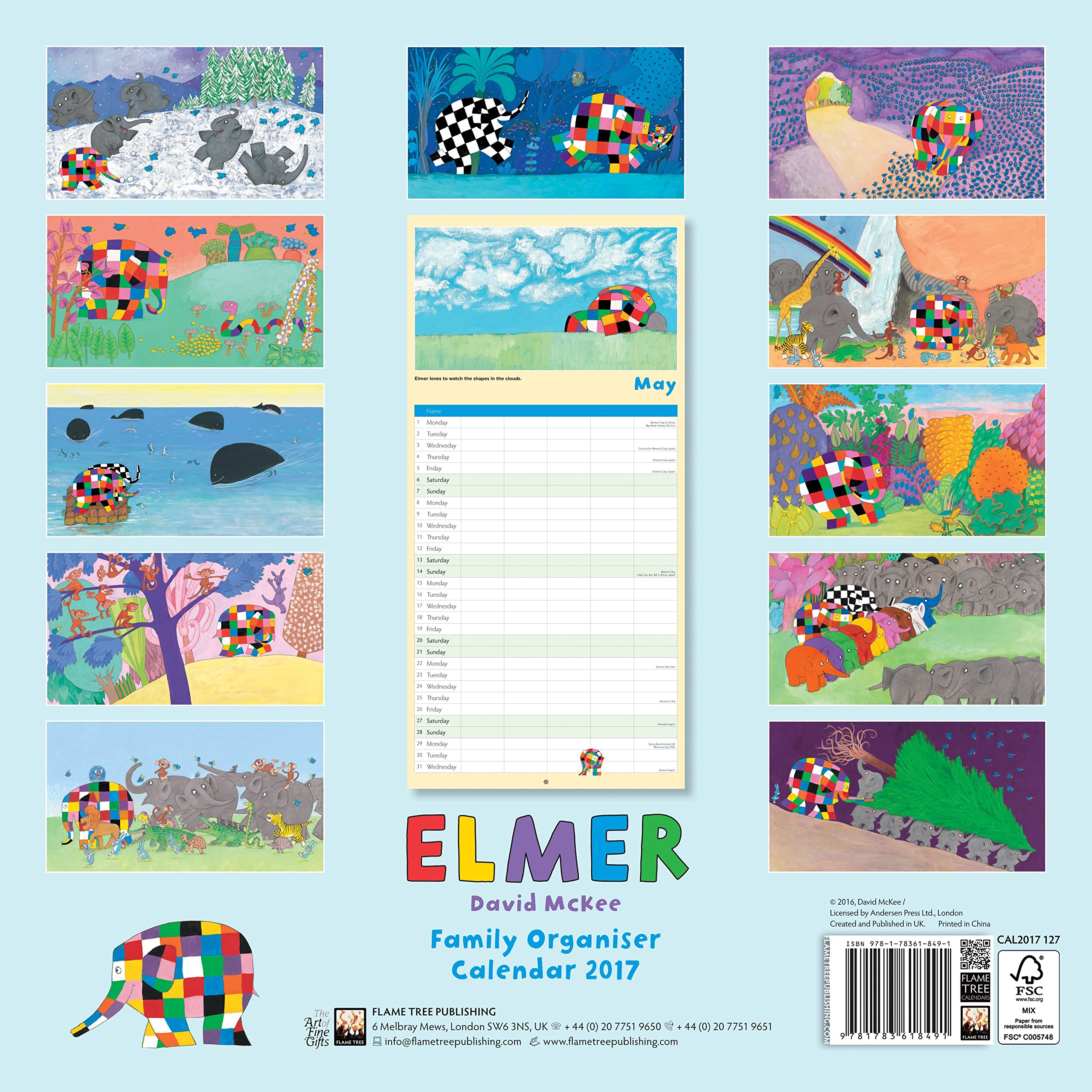 Calendar 2017 - Elmer The Elephant - Workman Publishing