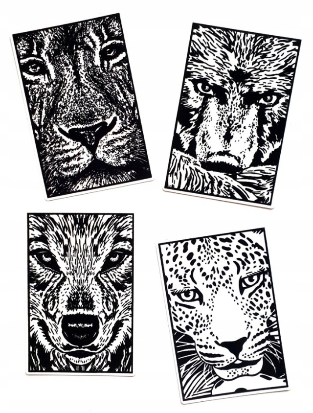 Set 4 mini planse de colorat 12 x 18 cm, cu 12 carioci - Animale de ...